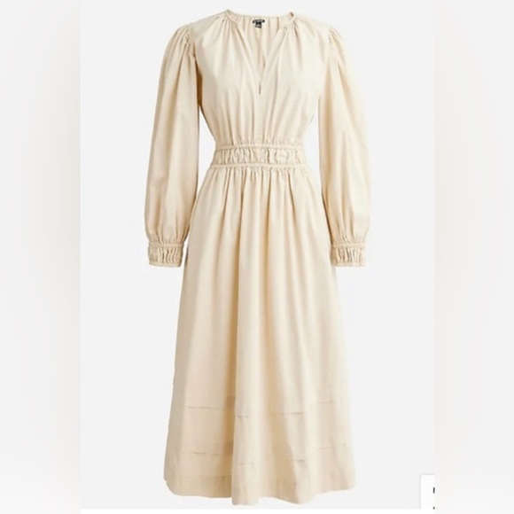 J. Crew | Dresses | Longsleeve Smockedwaist Midi Dress In Lightweight ...